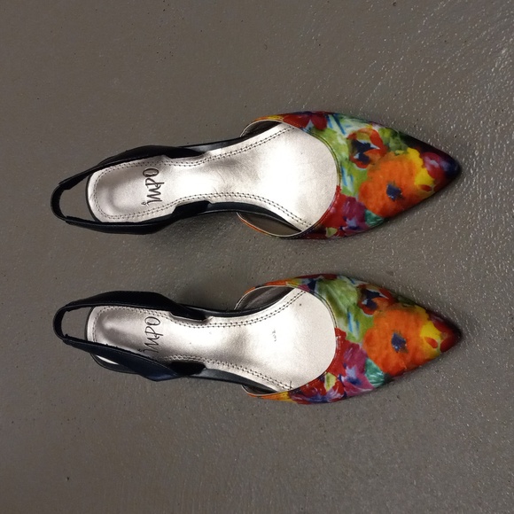 Impo | Shoes | Super Cute Impo Floral Sling Back Pointed Toe Kitten ...